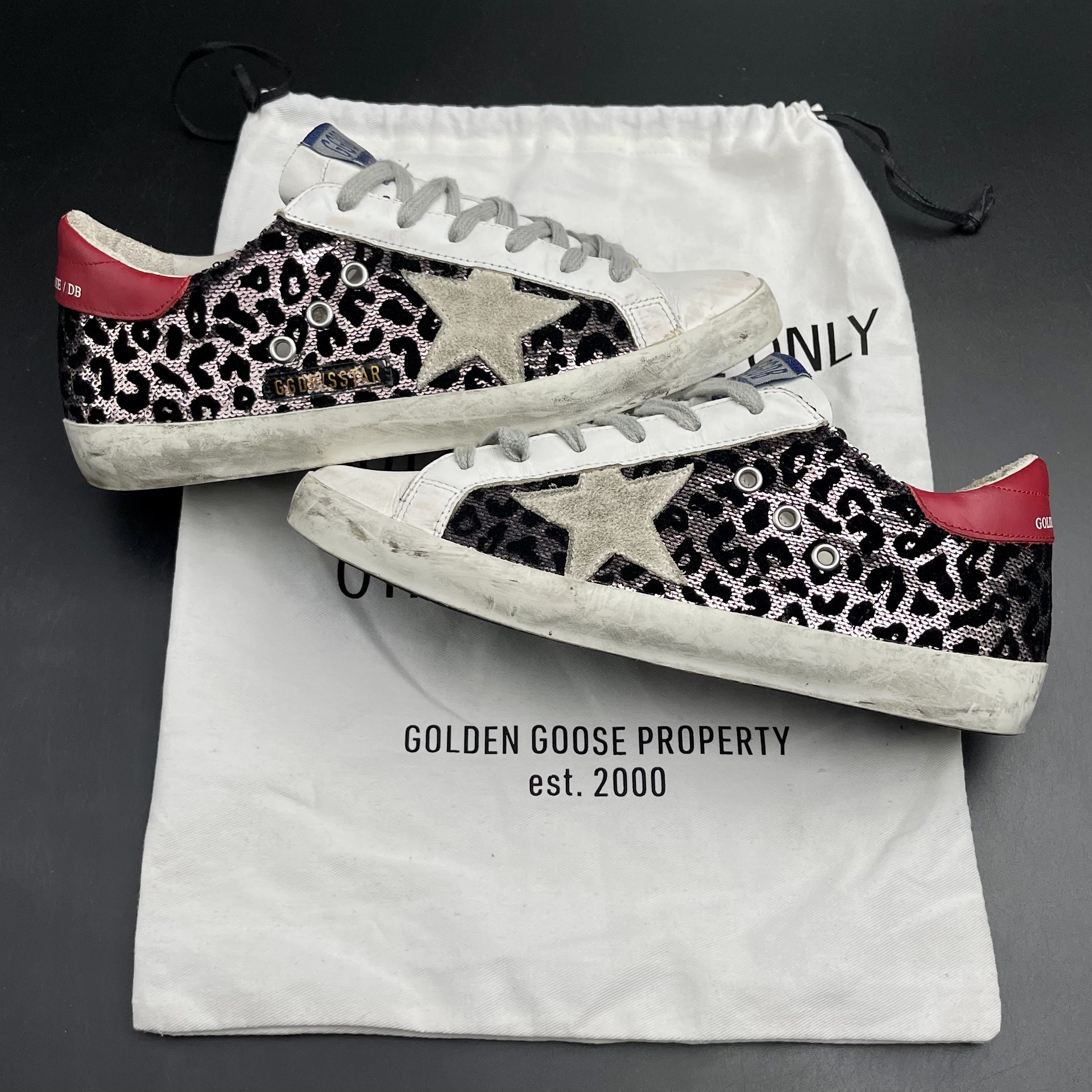 Golden Goose - Super Star - Blanc / Léopard / Rouge - Pointure : 39